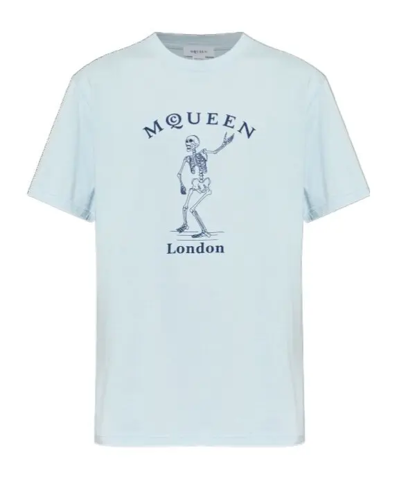 Alexander McQueen Skull Printed Crewneck T-shirt - Blue