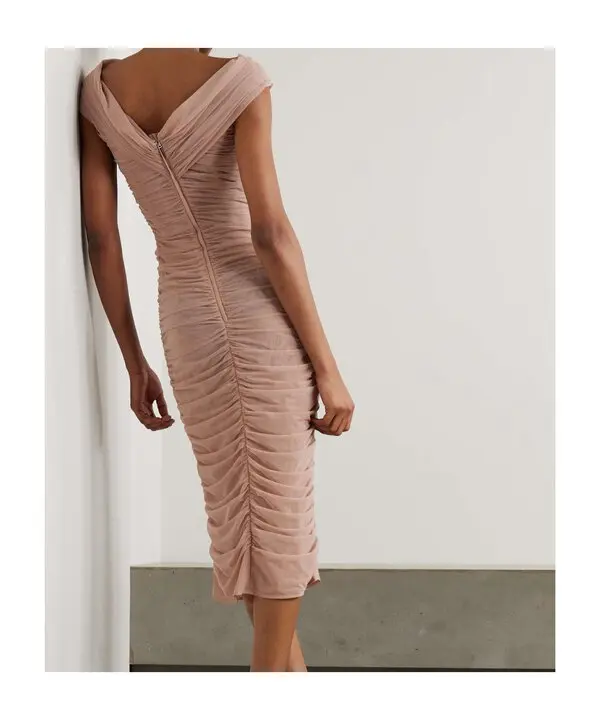 Dolce & Gabbana Ruched Stretch-tulle Midi Dress
