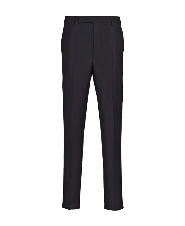 Prada Stripe-detailed Tailored Mohair And Wool Trousers