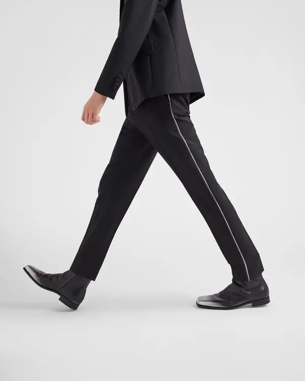 Prada Stripe-detailed Tailored Mohair And Wool Trousers