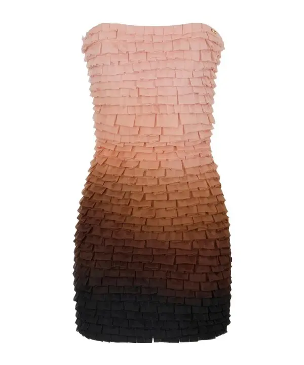 Elisabetta Franchi Tulle Mini Dress - Nude/cocoa