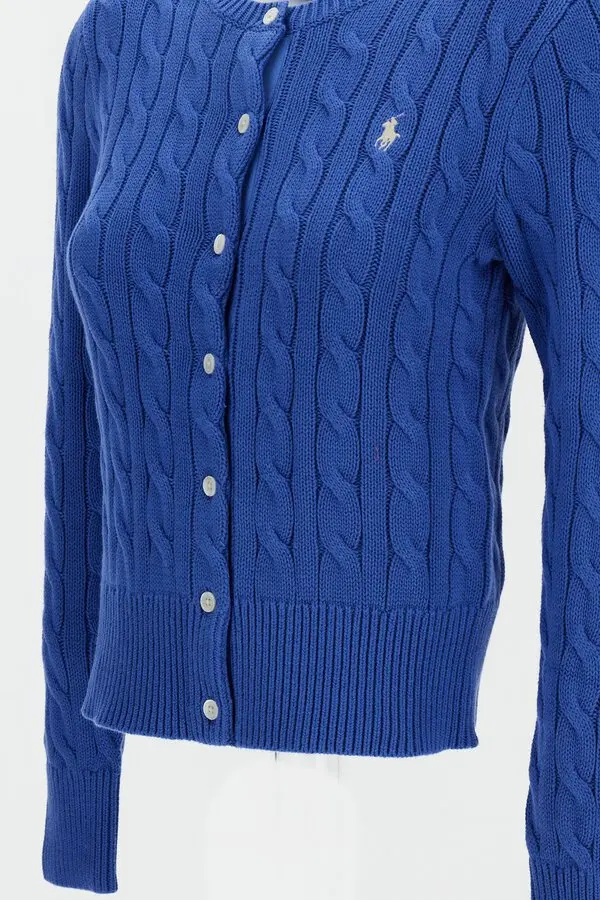 Polo Ralph Lauren Cable Knit Logo Cardigan - Blue