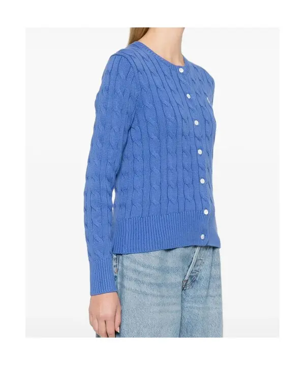 Polo Ralph Lauren Cable Knit Logo Cardigan - Blue