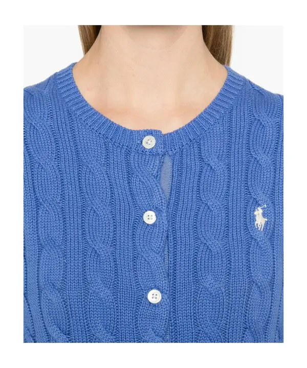 Polo Ralph Lauren Cable Knit Logo Cardigan - Blue