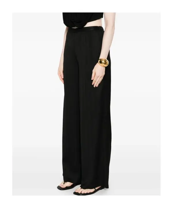 FORTE_FORTE Pinstriped Trousers - Black