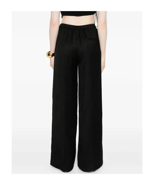 FORTE_FORTE Pinstriped Trousers - Black