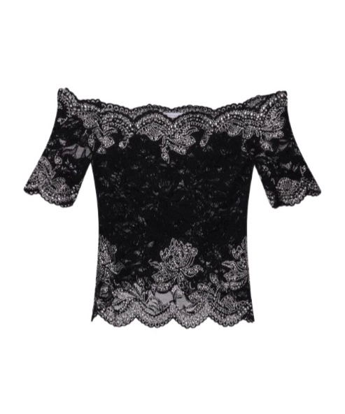 Rabanne Scalloped Lace Studded Off-the-shoulder Top - Black