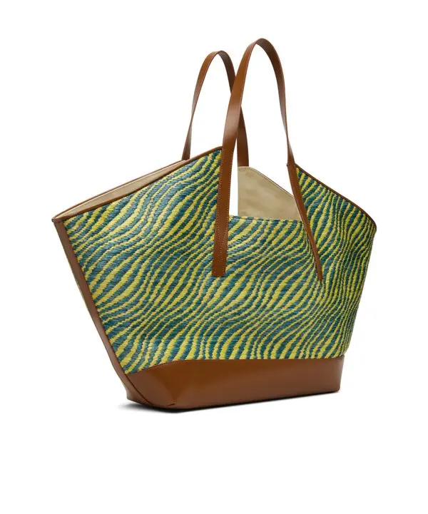 Marni Logo Patch Waves Tote Bag - Green