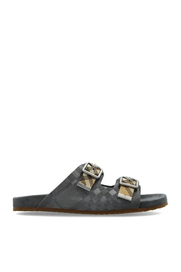 Burberry Urchin Double Strap Slides - Black
