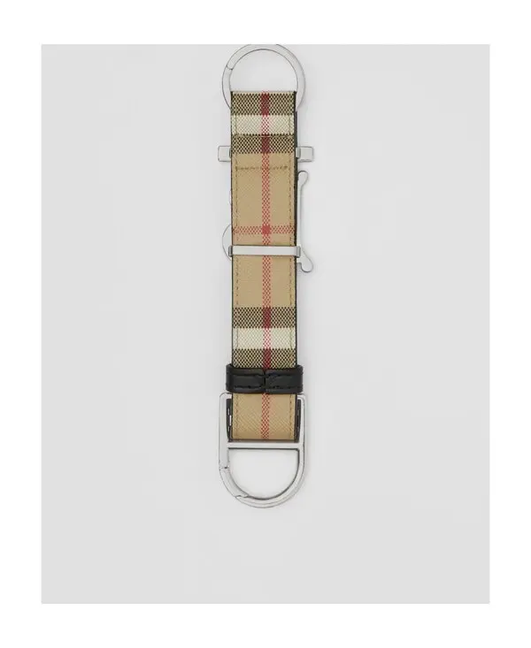 Burberry Logo Plaque Checked Key Ring - Multicolor