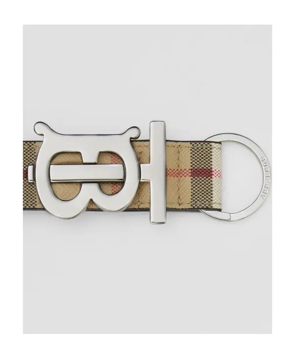 Burberry Logo Plaque Checked Key Ring - Multicolor