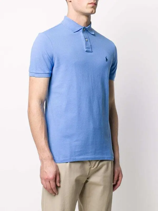 Polo Ralph Lauren Logo Embroidered Short-sleeved Polo Shirt - Blue