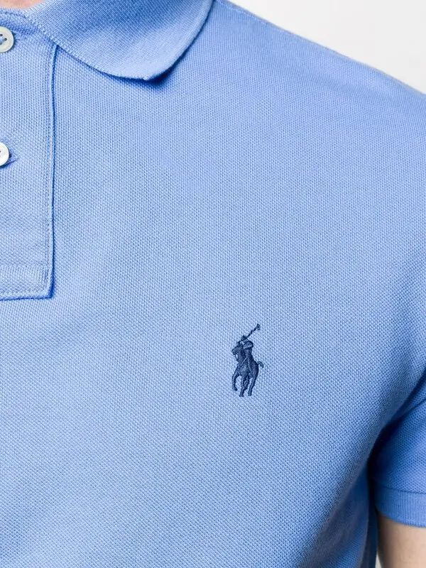 Polo Ralph Lauren Logo Embroidered Short-sleeved Polo Shirt - Blue
