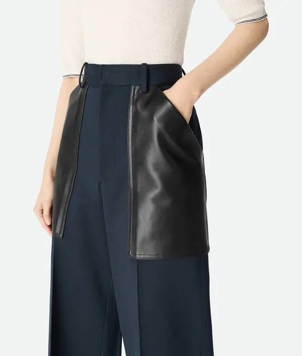 Bottega Veneta Wide Leg Pants With Leather Pockets
