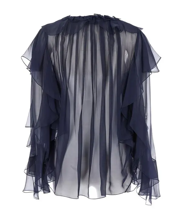 Alberta Ferretti Sheer Pleated Blouse