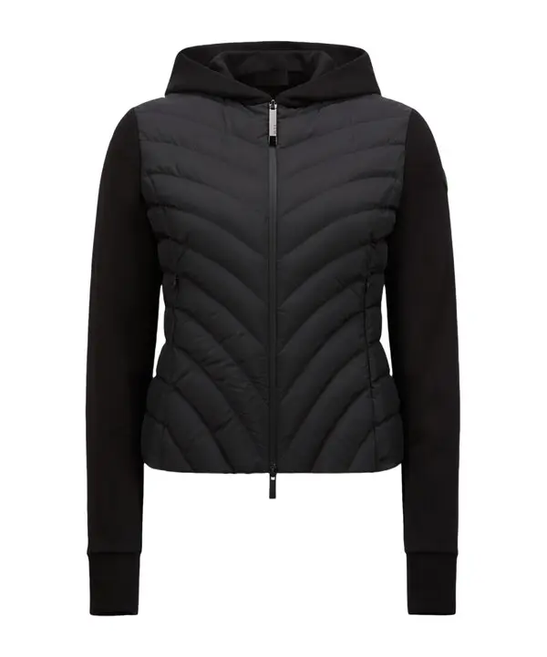 Moncler Padded Diagonal-quilted Zip-up Jacket - Black