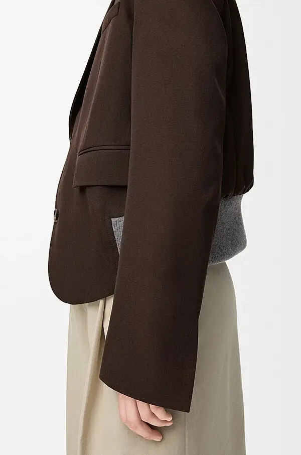 Loewe Single-breasted Cropped Jacket With Elasticated Back Hem