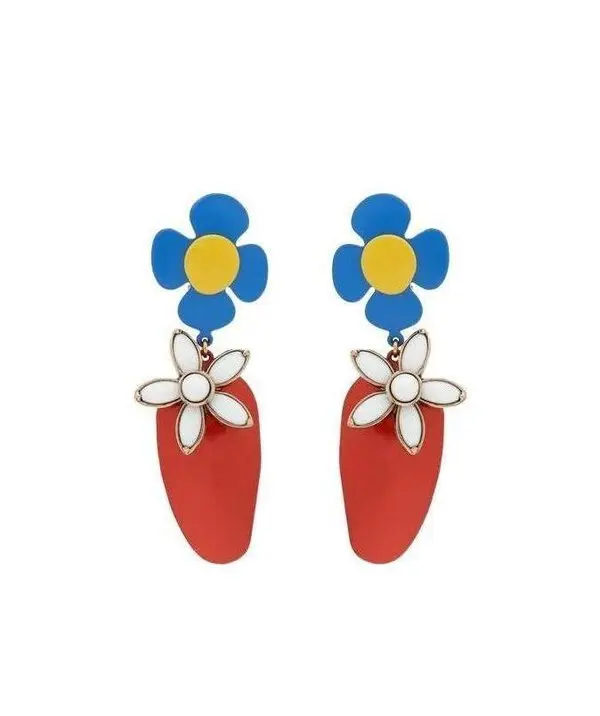 Saint Laurent Flower Strawberry Pendant Clip-on Earrings - Red