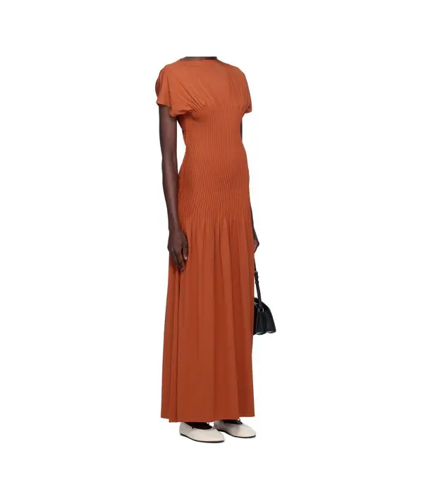 TOTEME Short Sleeve Maxi Dress With Ribbed Detailing