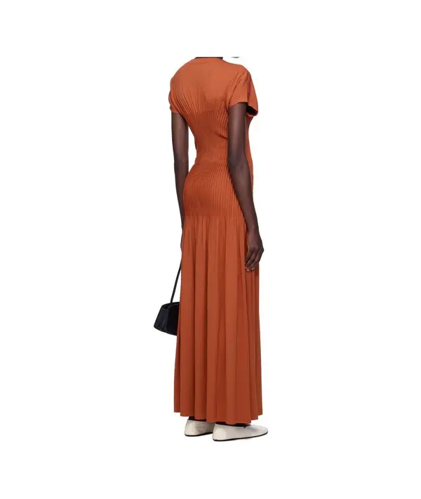 TOTEME Short Sleeve Maxi Dress With Ribbed Detailing