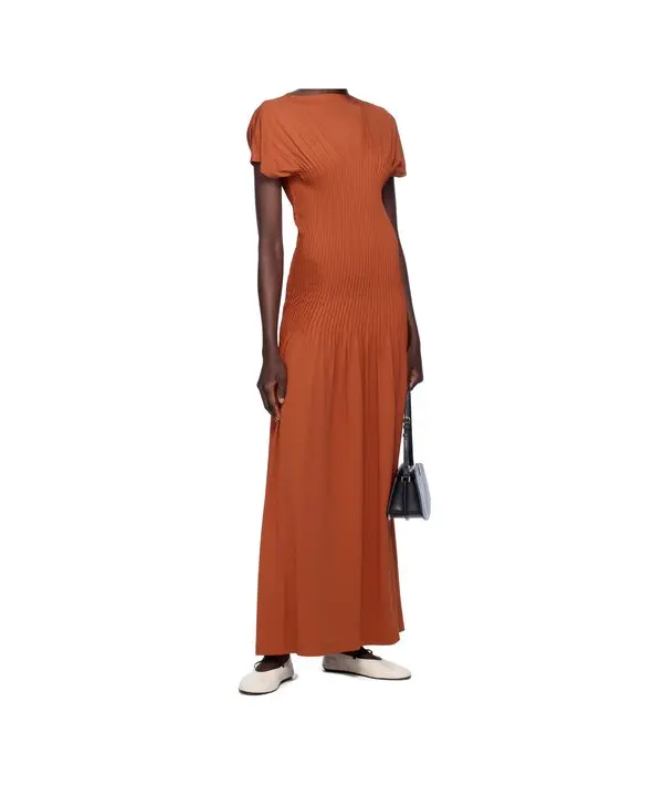 TOTEME Short Sleeve Maxi Dress With Ribbed Detailing