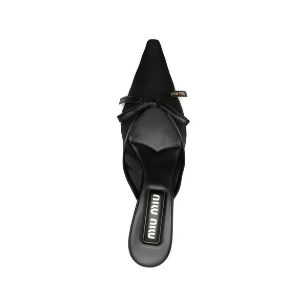 Miu Miu Pointed-toe Bow Detailed High-heeled Mules - Black