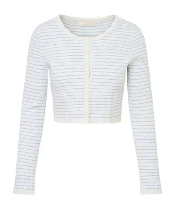 LoveShackFancy Media Cropped Cardigan With Lurex Stripes - Sailor Stripes