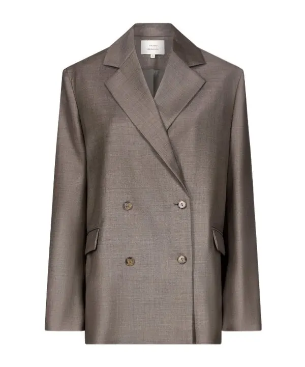 Loulou De Saison Donau Lds Double-breasted Blazer - Dark Brown Melange