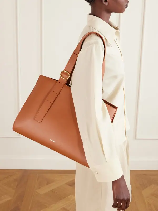JIL SANDER Buckle-strap Leather Tote Bag