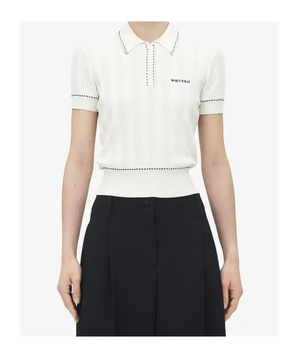 Alexander McQueen Logo Embroidered Knitted Polo Shirt