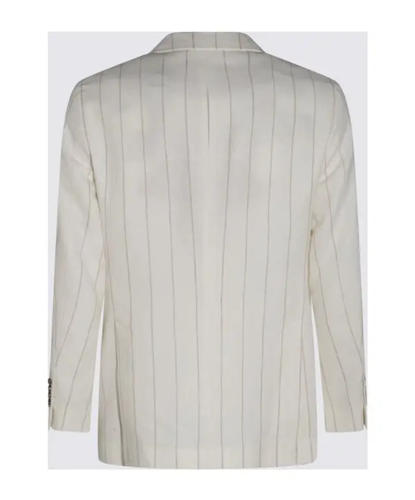 Brunello Cucinelli Striped Single-breasted Suit - White