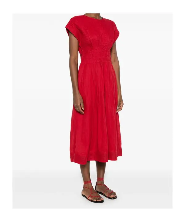 Sea Textured Midi Dress With Pleats