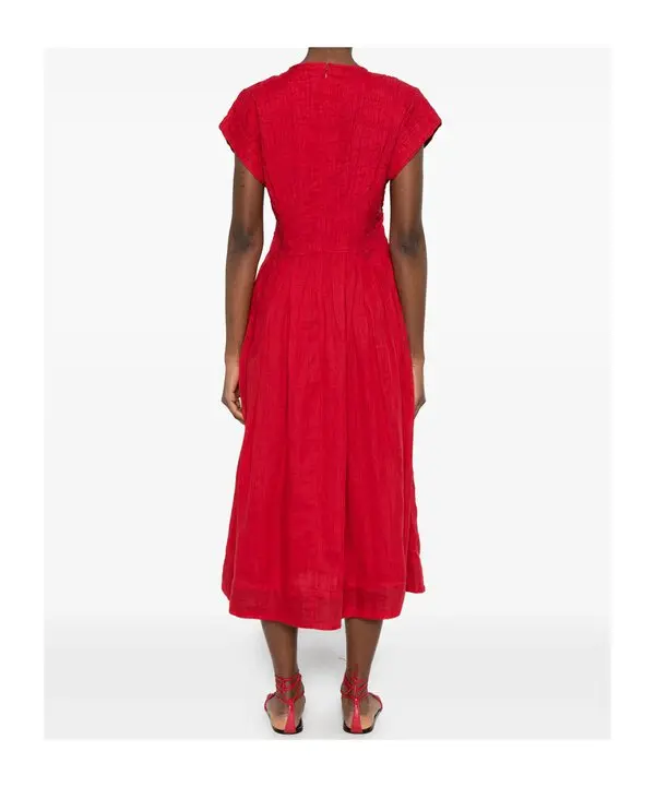 Sea Textured Midi Dress With Pleats