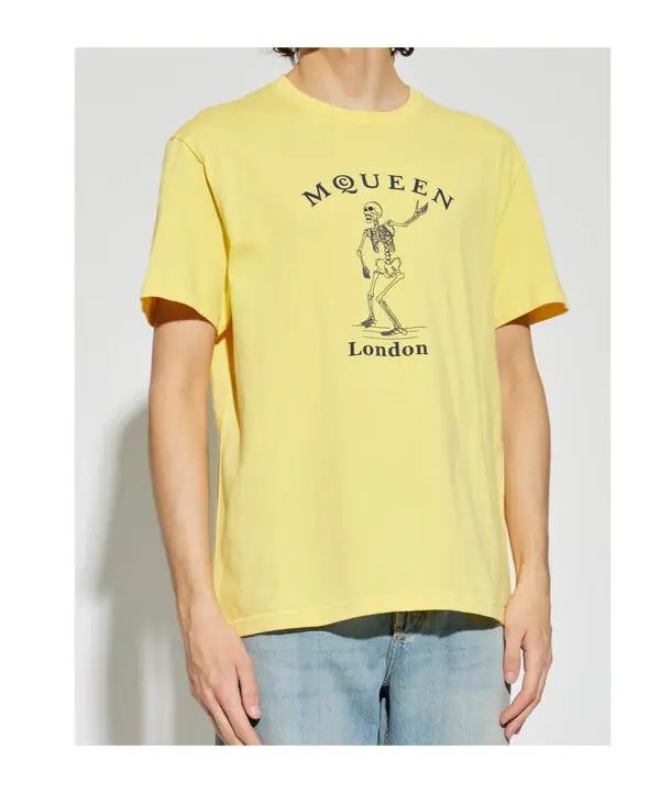 Alexander McQueen Skull Printed Crewneck T-shirt - Yellow