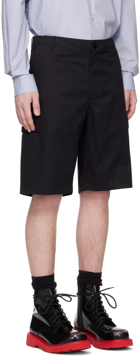 Kenzo Logo Patch Knee-length Cargo Shorts - Black
