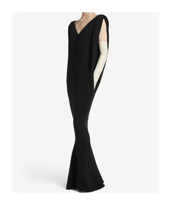 Balenciaga Long Sack Dress In Silk And Wool Crepe