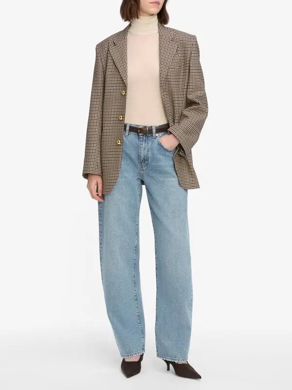 FRAME Houndstooth Blazer With Gold-tone Buttons - Green