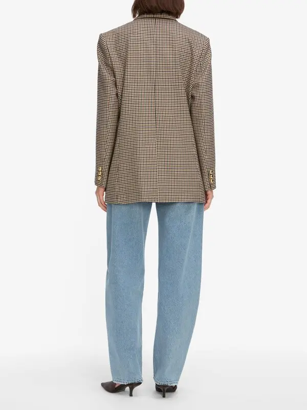 FRAME Houndstooth Blazer With Gold-tone Buttons - Green