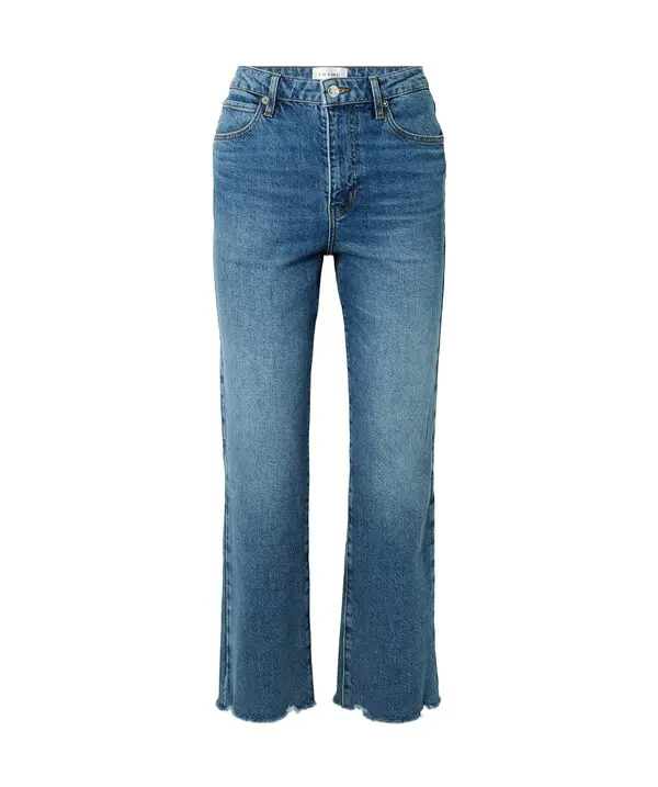 FRAME The Ruler Crop Frayed High-rise Slim-leg Jeans