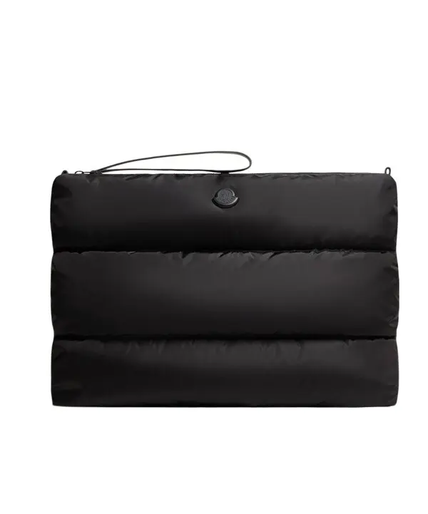 Moncler Logo Patch Padded Clutch Bag - Black