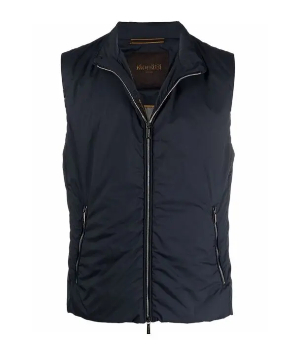 MOORER High-necked Zip-up Vest - Navy