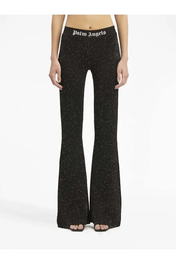 Palm Angels Embellished Flared Pants - Black