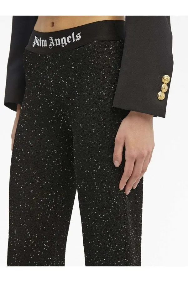 Palm Angels Embellished Flared Pants - Black