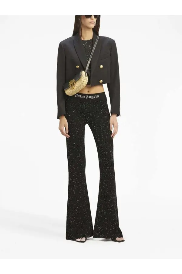 Palm Angels Embellished Flared Pants - Black