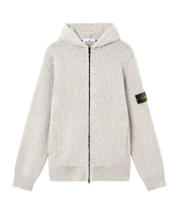 Stone Island Loose-fit Zip-up Hooded Jumper - Pearl Grey