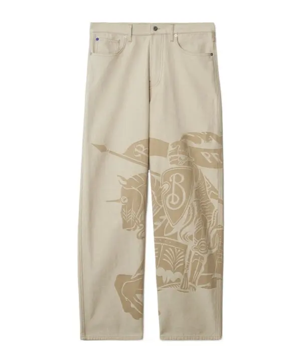 Burberry Equestrian Knight Design Jacquard Straight-leg Jeans