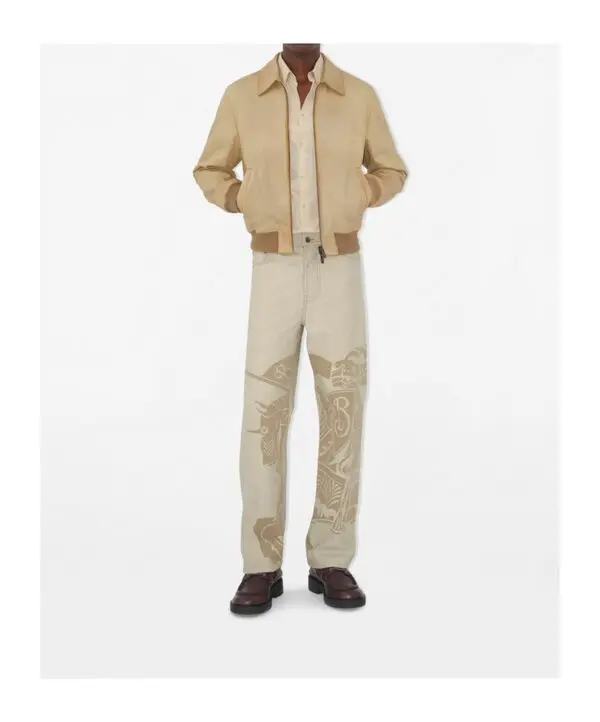 Burberry Equestrian Knight Design Jacquard Straight-leg Jeans