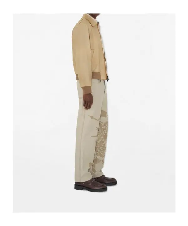Burberry Equestrian Knight Design Jacquard Straight-leg Jeans