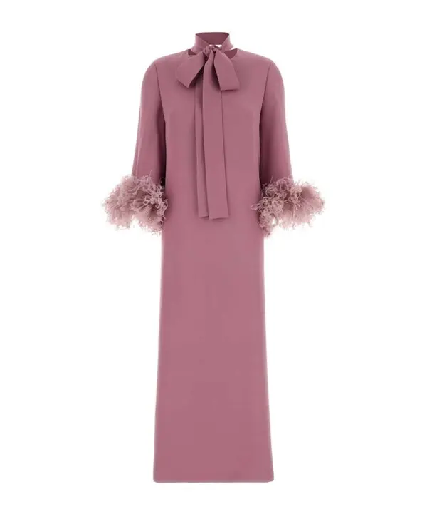 Valentino Garavani Bow Detailed Feather-trim Dress