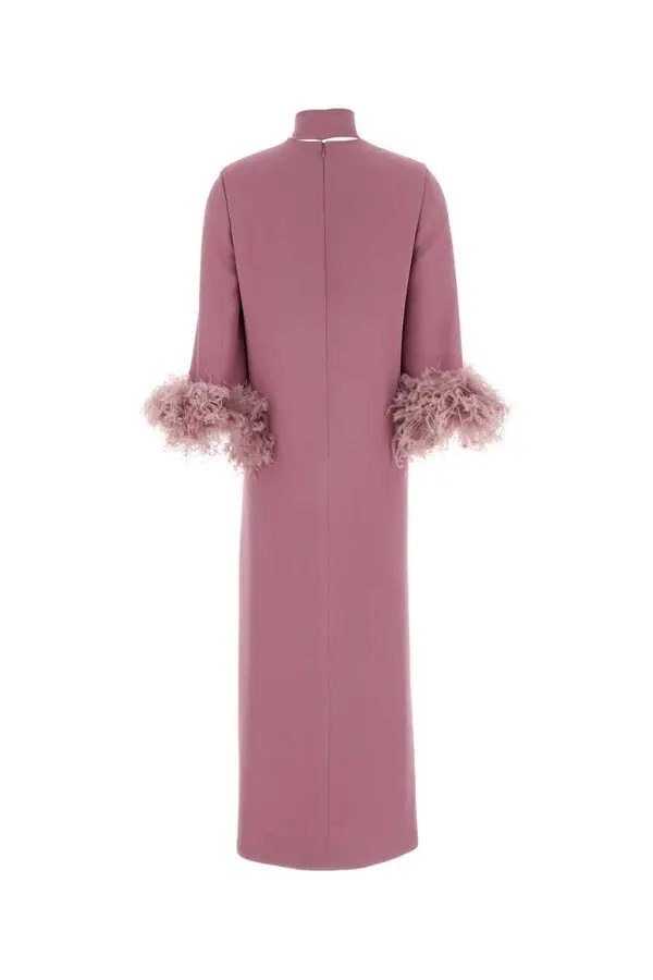 Valentino Garavani Bow Detailed Feather-trim Dress